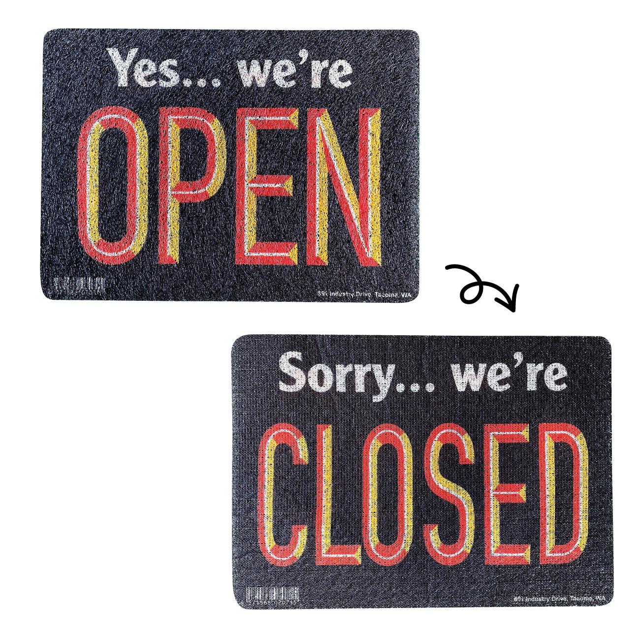 REVERSIBLE SIGN MAT OPEN/CLOSED | アメリカン雑貨の仕入れならunitewholesale