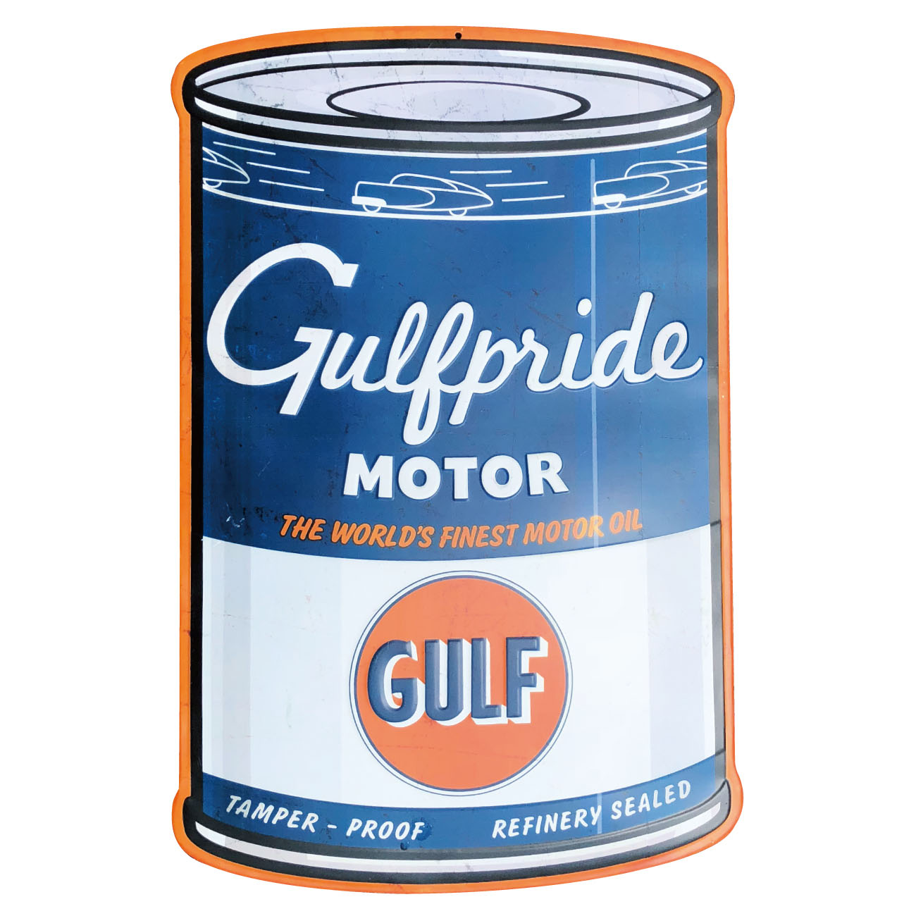 US EMBOSSED SIGN / BIG GULF OIL CAN | アメリカン雑貨の仕入れならunitewholesale